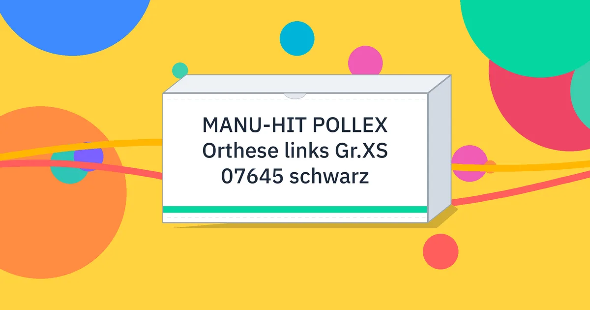 Symbolbild: Packung mit der Aufschrift MANU-HIT POLLEX Orthese links Gr.XS 07645 schwarz (PZN 03258816) – Verfügbarkeit und Bezug in Apotheken in Frankfurt am Main