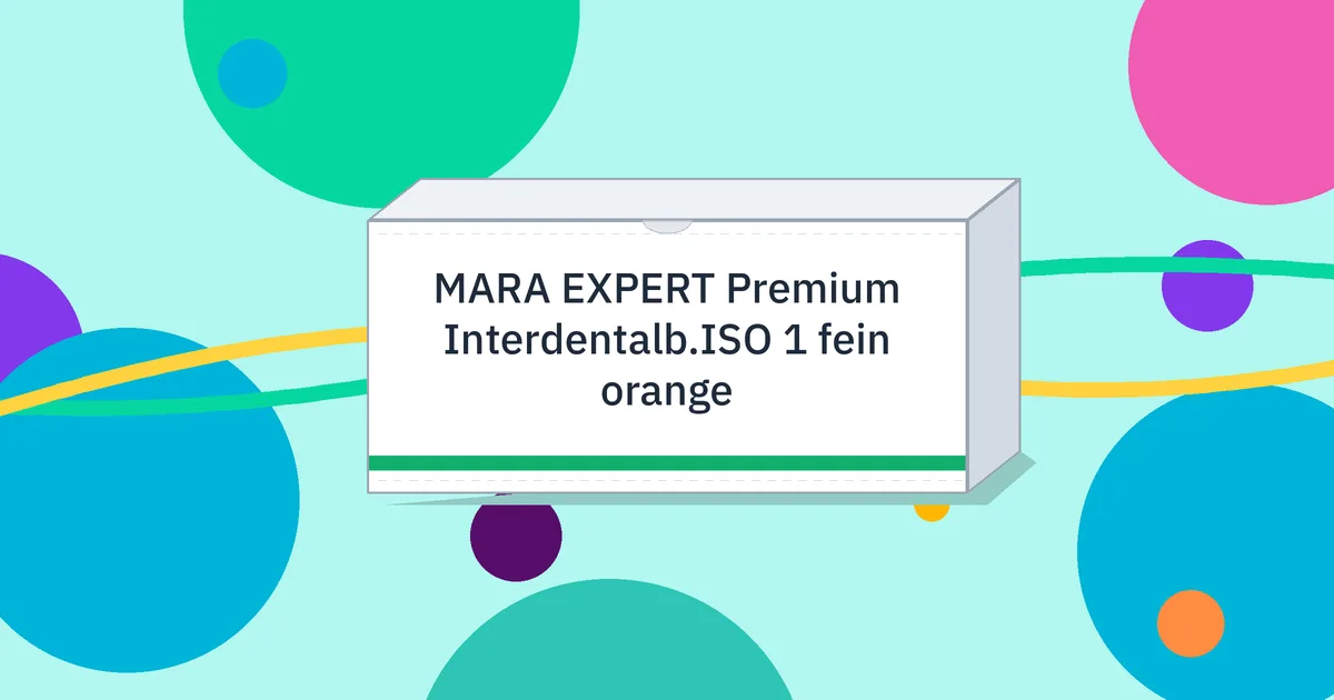 Symbolbild: Packung mit der Aufschrift MARA EXPERT Premium Interdentalb.ISO 1 fein orange (PZN 14371763) – Verfügbarkeit und Bezug in Apotheken in Frankfurt am Main