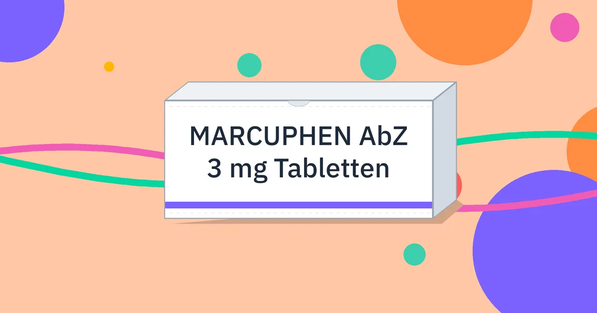 Symbolbild: Packung mit der Aufschrift MARCUPHEN AbZ 3 mg Tabletten (PZN 12345655) – Verfügbarkeit und Bezug in Apotheken in Frankfurt am Main
