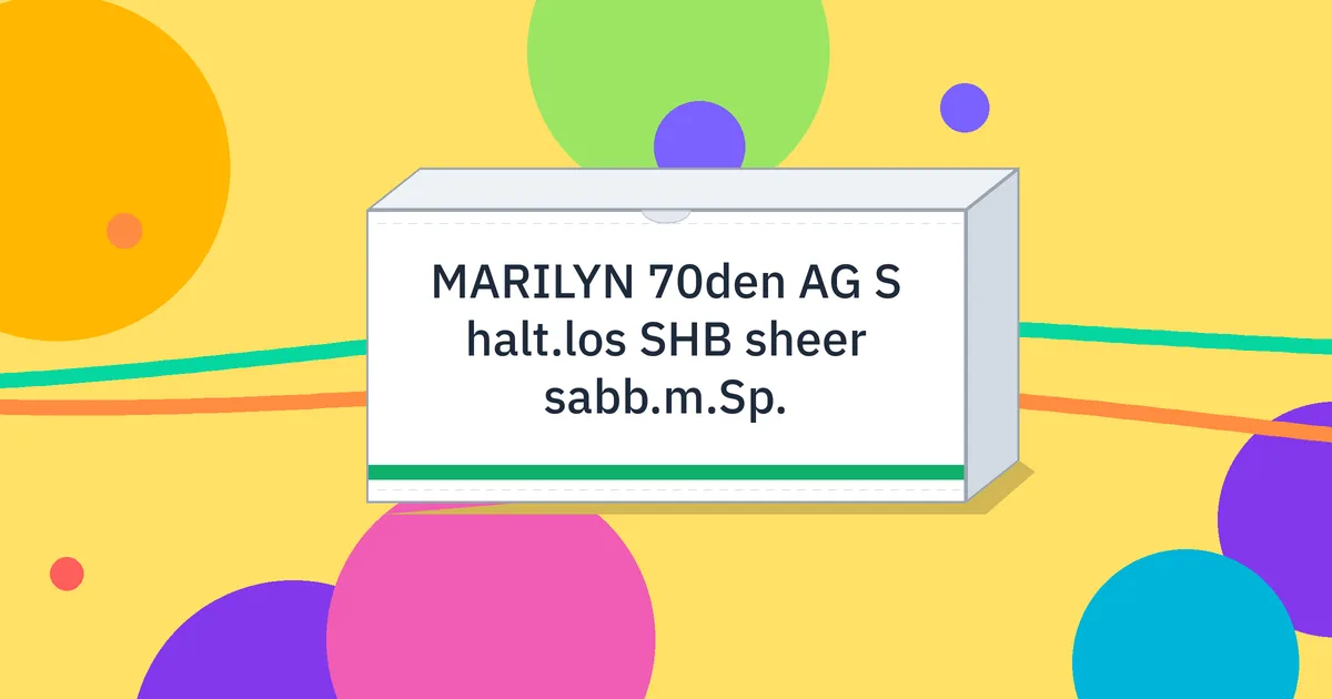 Symbolbild: Packung mit der Aufschrift MARILYN 70den AG S halt.los SHB sheer sabb.m.Sp. (PZN 16187182) – Verfügbarkeit und Bezug in Apotheken in Frankfurt am Main