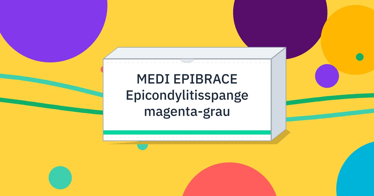 Symbolbild: Packung mit der Aufschrift MEDI EPIBRACE Epicondylitisspange magenta-grau (PZN 18108459) – Verfügbarkeit und Bezug in Apotheken in Frankfurt am Main