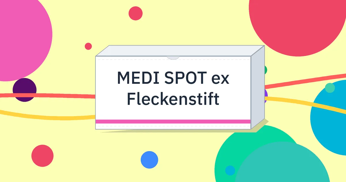 Symbolbild: Packung mit der Aufschrift MEDI SPOT ex Fleckenstift (PZN 12355932) – Verfügbarkeit und Bezug in Apotheken in Frankfurt am Main