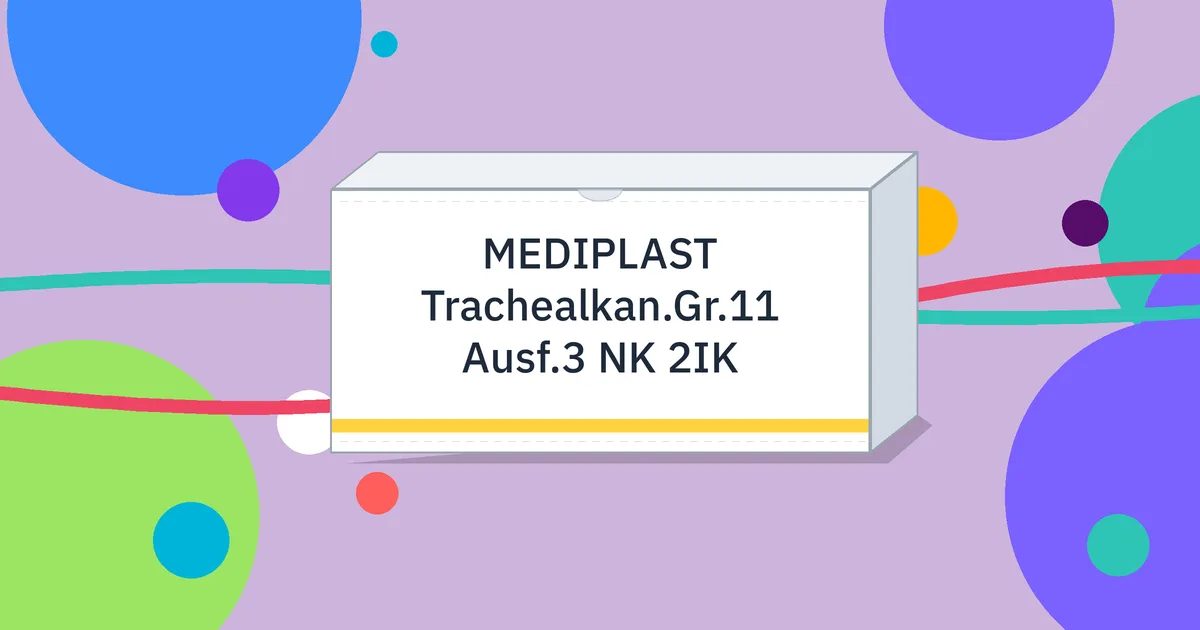 Symbolbild: Packung mit der Aufschrift MEDIPLAST Trachealkan.Gr.11 Ausf.3 NK 2IK (PZN 04526288) – Verfügbarkeit und Bezug in Apotheken in Frankfurt am Main