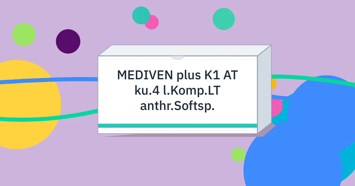 Symbolbild: Packung mit der Aufschrift MEDIVEN plus K1 AT ku.4 l.Komp.LT anthr.Softsp. (PZN 15028932) – Verfügbarkeit und Bezug in Apotheken in Frankfurt am Main