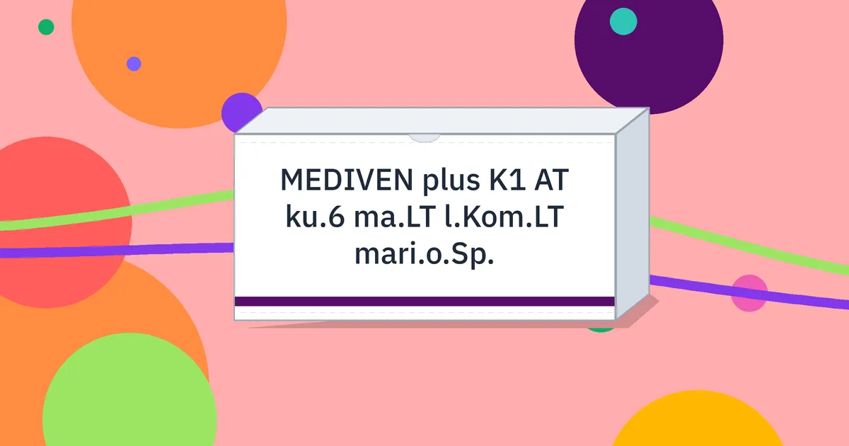 Symbolbild: Packung mit der Aufschrift MEDIVEN plus K1 AT ku.6 ma.LT l.Kom.LT mari.o.Sp. (PZN 15071253) – Verfügbarkeit und Bezug in Apotheken in Frankfurt am Main
