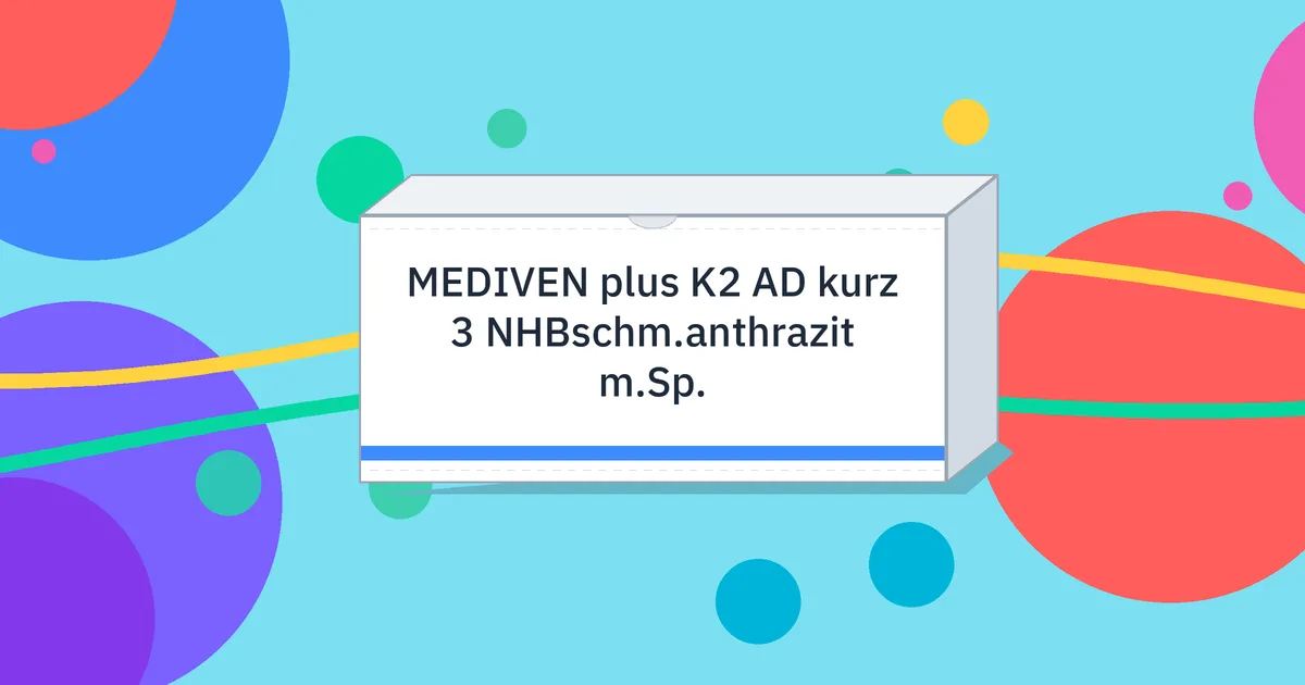 Symbolbild: Packung mit der Aufschrift MEDIVEN plus K2 AD kurz 3 NHBschm.anthrazit m.Sp. (PZN 15926051) – Verfügbarkeit und Bezug in Apotheken in Frankfurt am Main