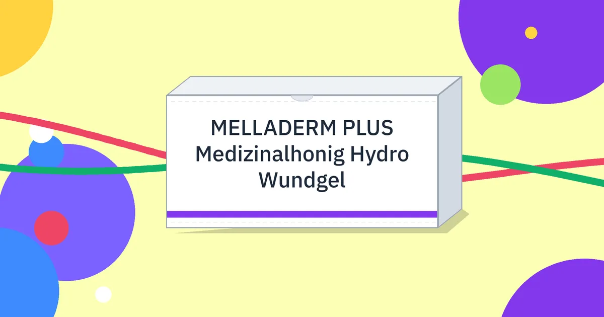 Symbolbild: Packung mit der Aufschrift MELLADERM PLUS Medizinalhonig Hydro Wundgel (PZN 20929726) – Verfügbarkeit und Bezug in Apotheken in Frankfurt am Main