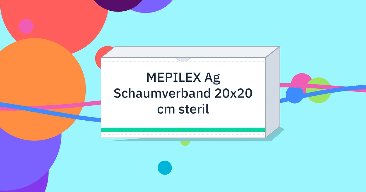 Symbolbild: Packung mit der Aufschrift MEPILEX Ag Schaumverband 20x20 cm steril (PZN 11303778) – Verfügbarkeit und Bezug in Apotheken in Frankfurt am Main