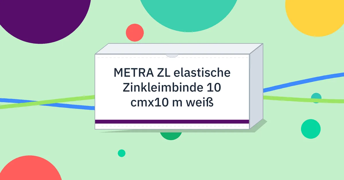 Symbolbild: Packung mit der Aufschrift METRA ZL elastische Zinkleimbinde 10 cmx10 m weiß (PZN 19187739) – Verfügbarkeit und Bezug in Apotheken in Frankfurt am Main