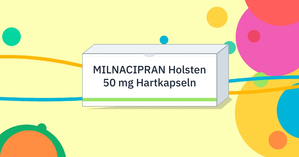 Symbolbild: Packung mit der Aufschrift MILNACIPRAN Holsten 50 mg Hartkapseln (PZN 15579483) – Verfügbarkeit und Bezug in Apotheken in Frankfurt am Main