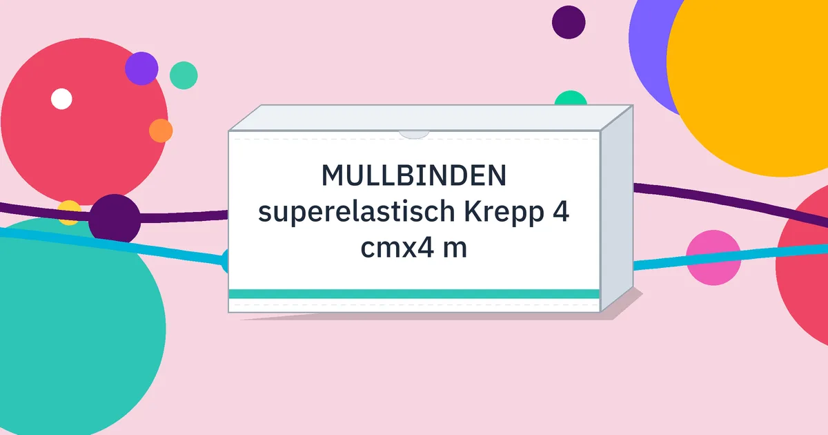 Symbolbild: Packung mit der Aufschrift MULLBINDEN superelastisch Krepp 4 cmx4 m (PZN 01652549) – Verfügbarkeit und Bezug in Apotheken in Frankfurt am Main