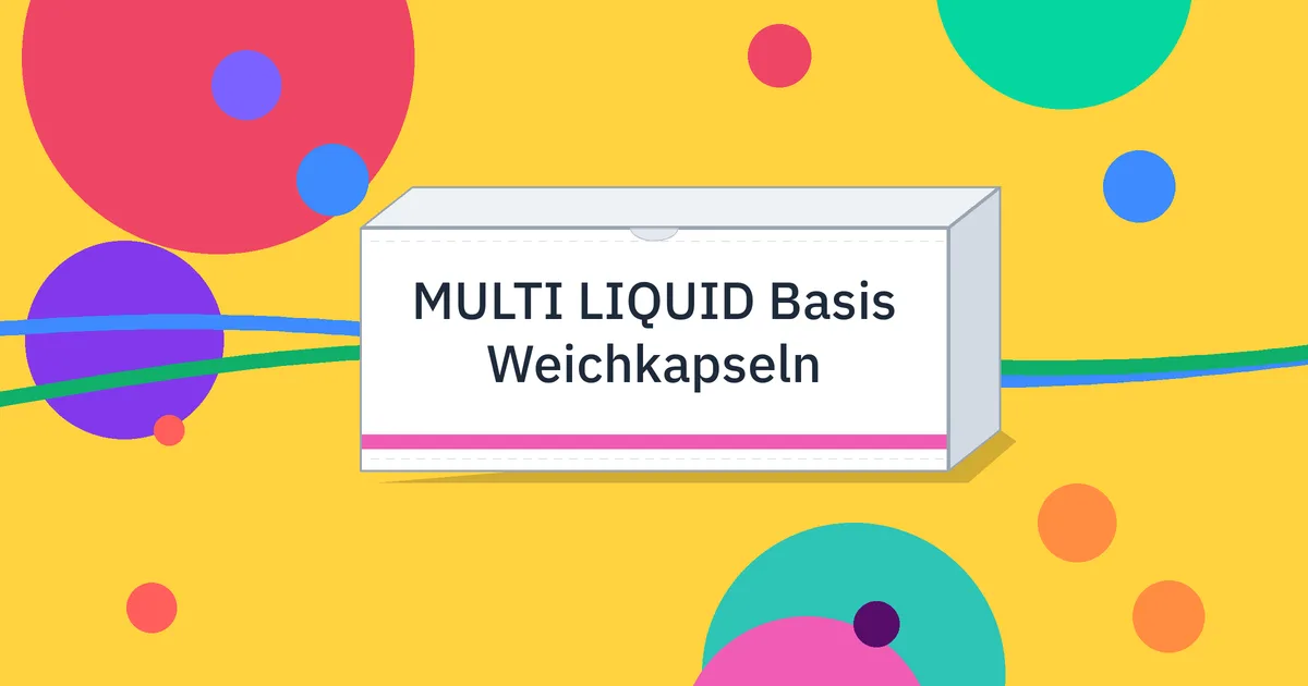 Symbolbild: Packung mit der Aufschrift MULTI LIQUID Basis Weichkapseln (PZN 11714300) – Verfügbarkeit und Bezug in Apotheken in Frankfurt am Main
