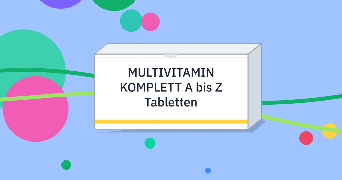 Symbolbild: Packung mit der Aufschrift MULTIVITAMIN KOMPLETT A bis Z Tabletten (PZN 17890825) – Verfügbarkeit und Bezug in Apotheken in Frankfurt am Main