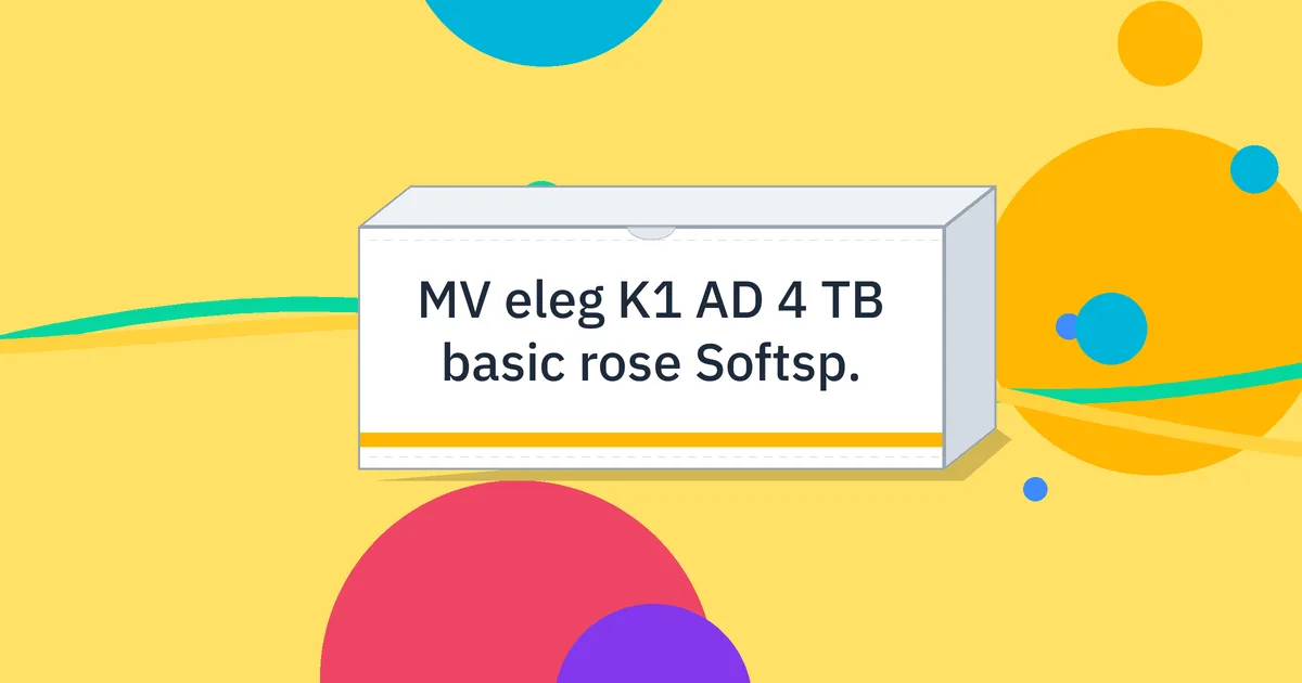 Symbolbild: Packung mit der Aufschrift MV eleg K1 AD 4 TB basic rose Softsp. (PZN 14686515) – Verfügbarkeit und Bezug in Apotheken in Frankfurt am Main