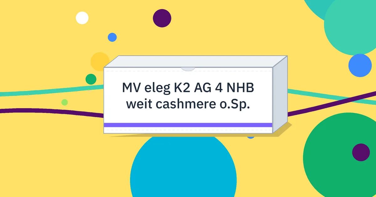Symbolbild: Packung mit der Aufschrift MV eleg K2 AG 4 NHB weit cashmere o.Sp. (PZN 15728204) – Verfügbarkeit und Bezug in Apotheken in Frankfurt am Main
