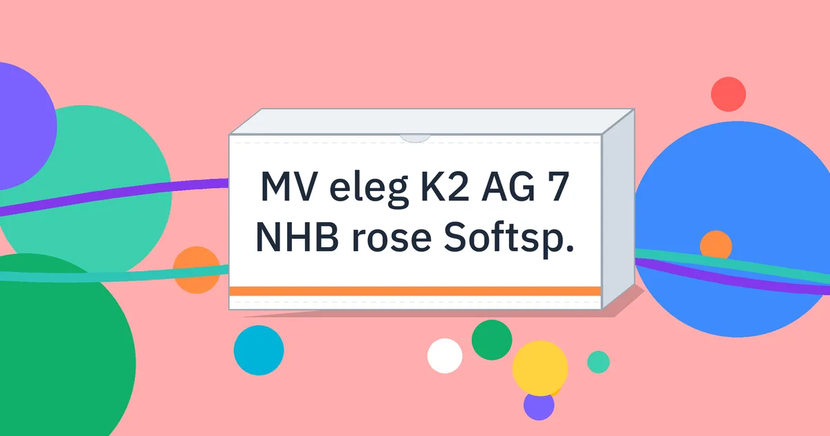 Symbolbild: Packung mit der Aufschrift MV eleg K2 AG 7 NHB rose Softsp. (PZN 15730365) – Verfügbarkeit und Bezug in Apotheken in Frankfurt am Main