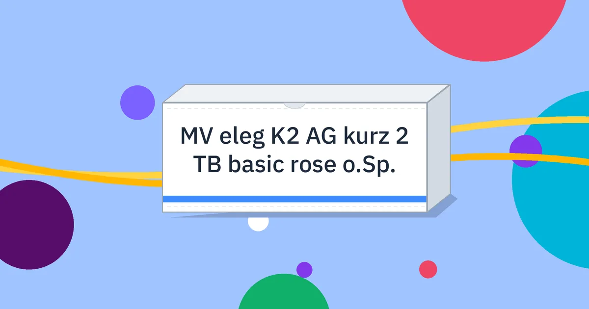 Symbolbild: Packung mit der Aufschrift MV eleg K2 AG kurz 2 TB basic rose o.Sp. (PZN 14698381) – Verfügbarkeit und Bezug in Apotheken in Frankfurt am Main