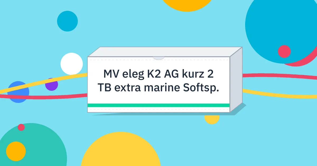 Symbolbild: Packung mit der Aufschrift MV eleg K2 AG kurz 2 TB extra marine Softsp. (PZN 14606108) – Verfügbarkeit und Bezug in Apotheken in Frankfurt am Main