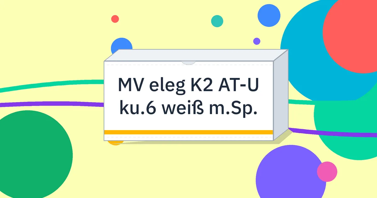 Symbolbild: Packung mit der Aufschrift MV eleg K2 AT-U ku.6 weiß m.Sp. (PZN 00316128) – Verfügbarkeit und Bezug in Apotheken in Frankfurt am Main