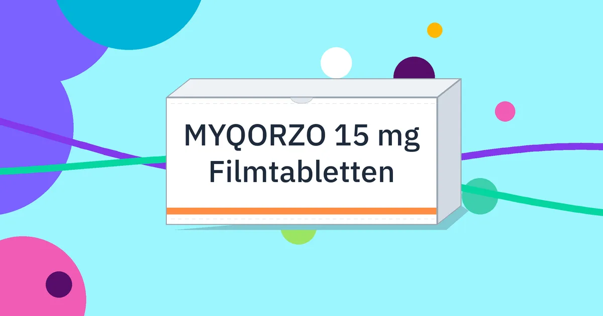 Symbolbild: Packung mit der Aufschrift MYQORZO 15 mg Filmtabletten (PZN 20231233) – Verfügbarkeit und Bezug in Apotheken in Frankfurt am Main