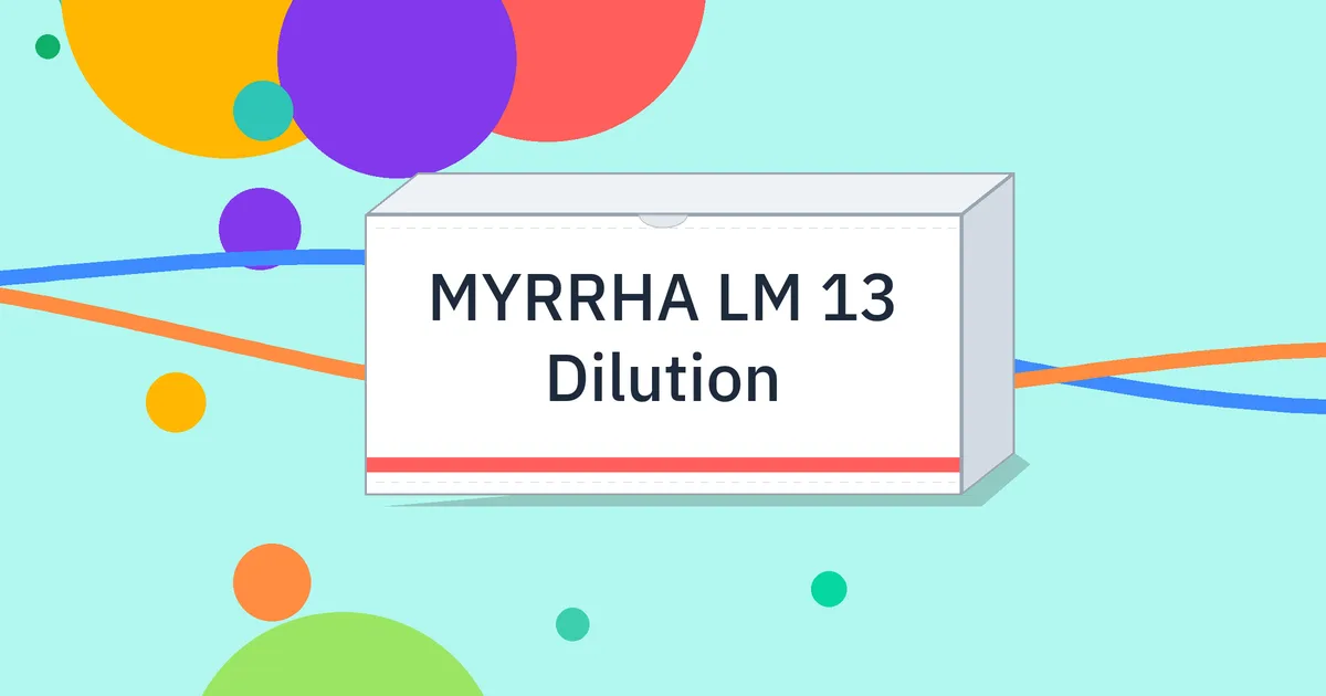 Symbolbild: Packung mit der Aufschrift MYRRHA LM 13 Dilution (PZN 12957594) – Verfügbarkeit und Bezug in Apotheken in Frankfurt am Main