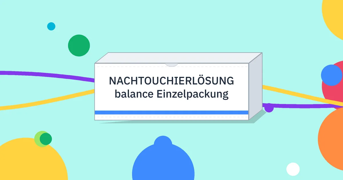 Symbolbild: Packung mit der Aufschrift NACHTOUCHIERLÖSUNG balance Einzelpackung (PZN 17519806) – Verfügbarkeit und Bezug in Apotheken in Frankfurt am Main