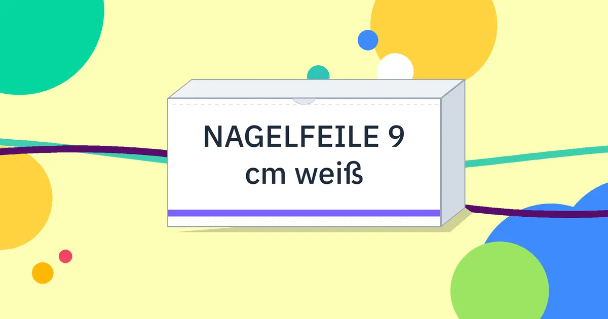 Symbolbild: Packung mit der Aufschrift NAGELFEILE 9 cm weiß (PZN 01510861) – Verfügbarkeit und Bezug in Apotheken in Frankfurt am Main
