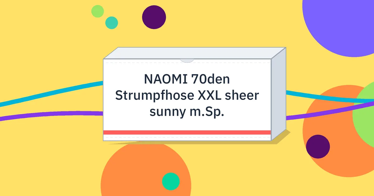 Symbolbild: Packung mit der Aufschrift NAOMI 70den Strumpfhose XXL sheer sunny m.Sp. (PZN 16180056) – Verfügbarkeit und Bezug in Apotheken in Frankfurt am Main