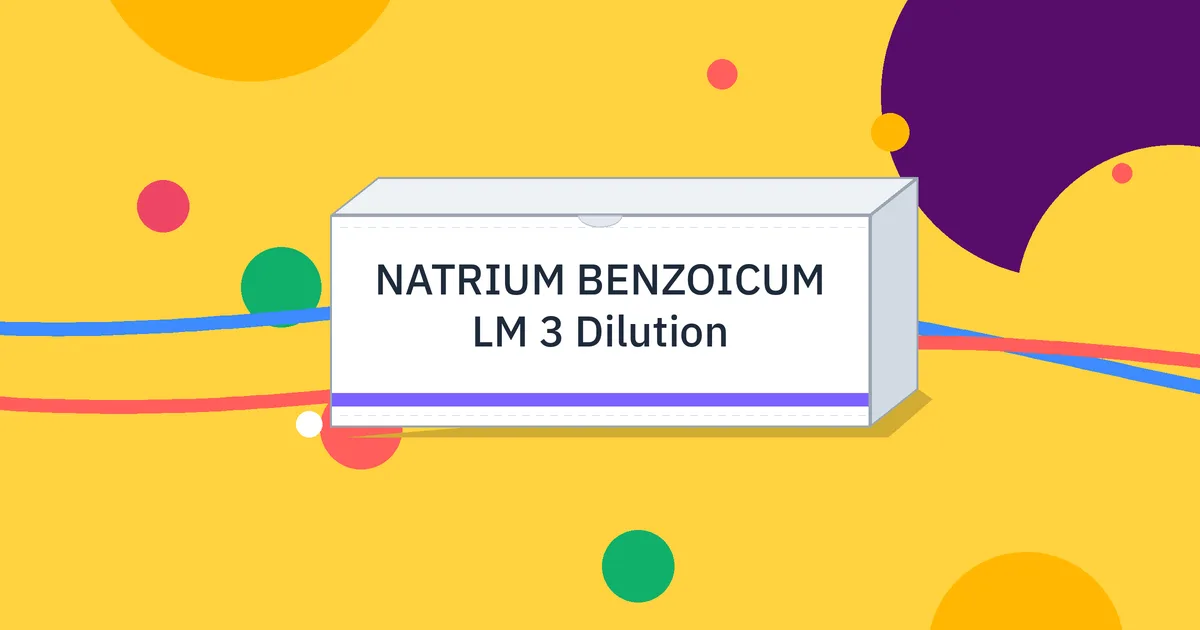 Symbolbild: Packung mit der Aufschrift NATRIUM BENZOICUM LM 3 Dilution (PZN 12959699) – Verfügbarkeit und Bezug in Apotheken in Frankfurt am Main