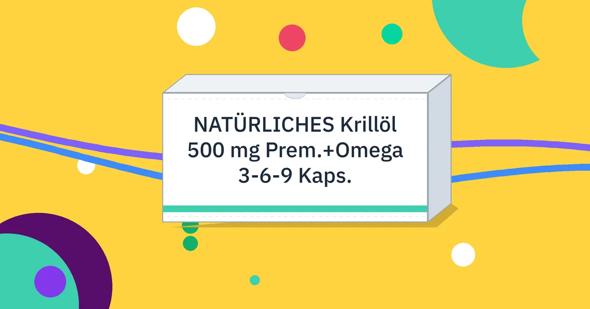 Symbolbild: Packung mit der Aufschrift NATÜRLICHES Krillöl 500 mg Prem.+Omega 3-6-9 Kaps. (PZN 10742949) – Verfügbarkeit und Bezug in Apotheken in Frankfurt am Main