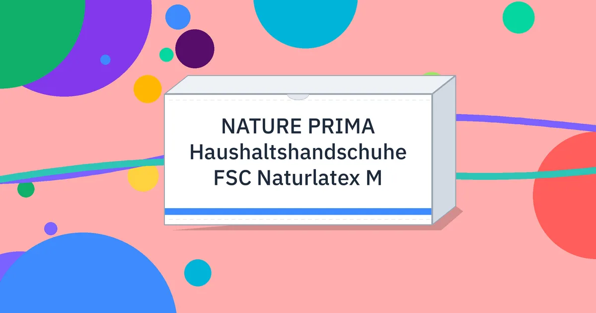 Symbolbild: Packung mit der Aufschrift NATURE PRIMA Haushaltshandschuhe FSC Naturlatex M (PZN 18783592) – Verfügbarkeit und Bezug in Apotheken in Frankfurt am Main