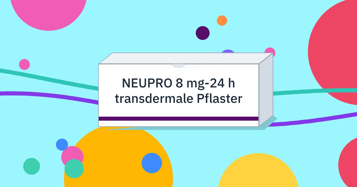 Symbolbild: Packung mit der Aufschrift NEUPRO 8 mg-24 h transdermale Pflaster (PZN 05381662) – Verfügbarkeit und Bezug in Apotheken in Frankfurt am Main