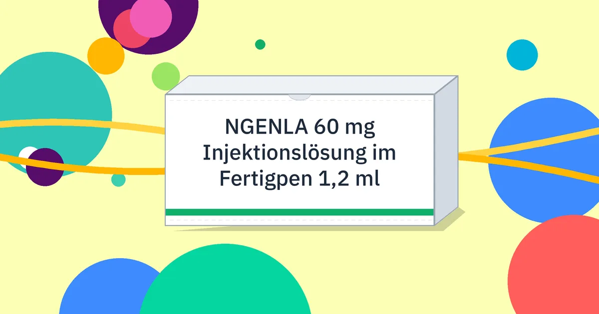 Symbolbild: Packung mit der Aufschrift NGENLA 60 mg Injektionslösung im Fertigpen 1,2 ml (PZN 18898823) – Verfügbarkeit und Bezug in Apotheken in Frankfurt am Main