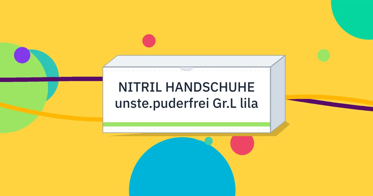 Symbolbild: Packung mit der Aufschrift NITRIL HANDSCHUHE unste.puderfrei Gr.L lila (PZN 10188631) – Verfügbarkeit und Bezug in Apotheken in Frankfurt am Main