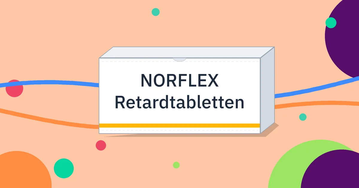 Symbolbild: Packung mit der Aufschrift NORFLEX Retardtabletten (PZN 02573208) – Verfügbarkeit und Bezug in Apotheken in Frankfurt am Main