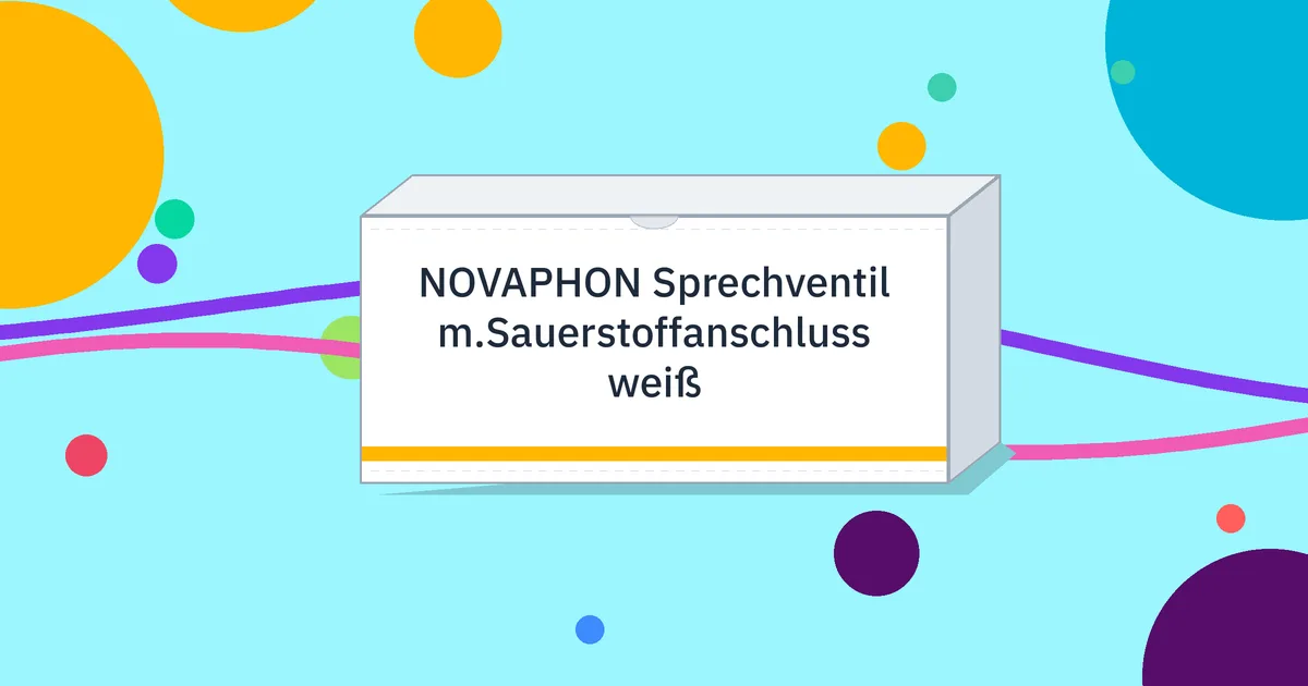 Symbolbild: Packung mit der Aufschrift NOVAPHON Sprechventil m.Sauerstoffanschluss weiß (PZN 19181323) – Verfügbarkeit und Bezug in Apotheken in Frankfurt am Main