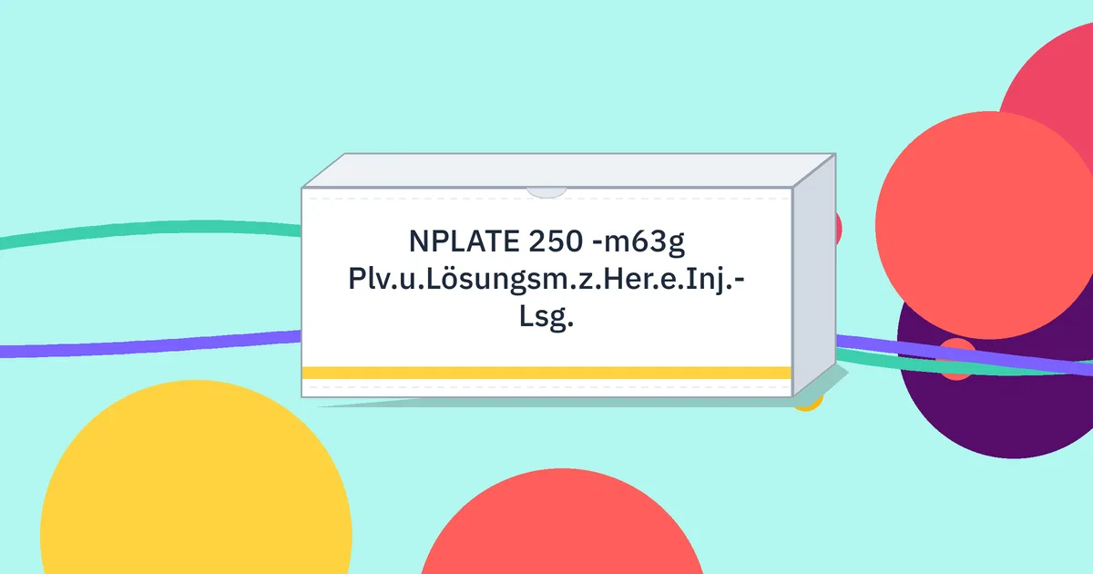 Symbolbild: Packung mit der Aufschrift NPLATE 250 -m63g Plv.u.Lösungsm.z.Her.e.Inj.-Lsg. (PZN 05515022) – Verfügbarkeit und Bezug in Apotheken in Frankfurt am Main