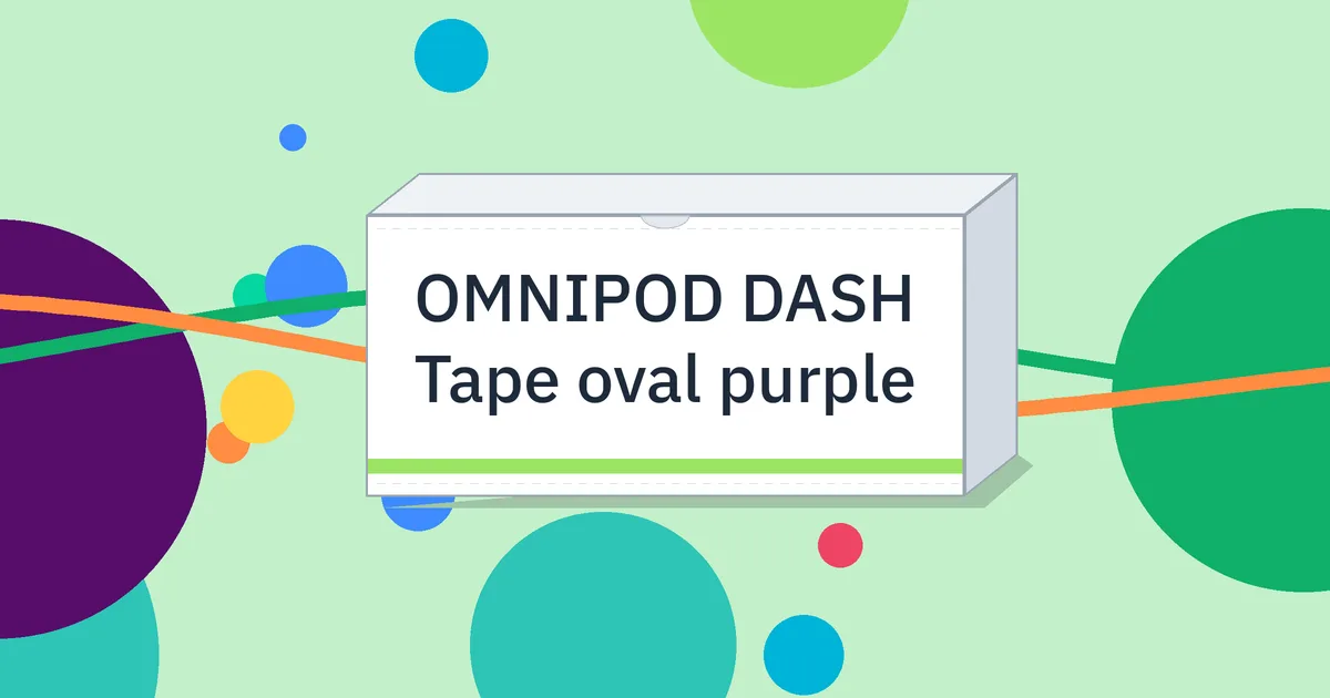 Symbolbild: Packung mit der Aufschrift OMNIPOD DASH Tape oval purple (PZN 18178862) – Verfügbarkeit und Bezug in Apotheken in Frankfurt am Main