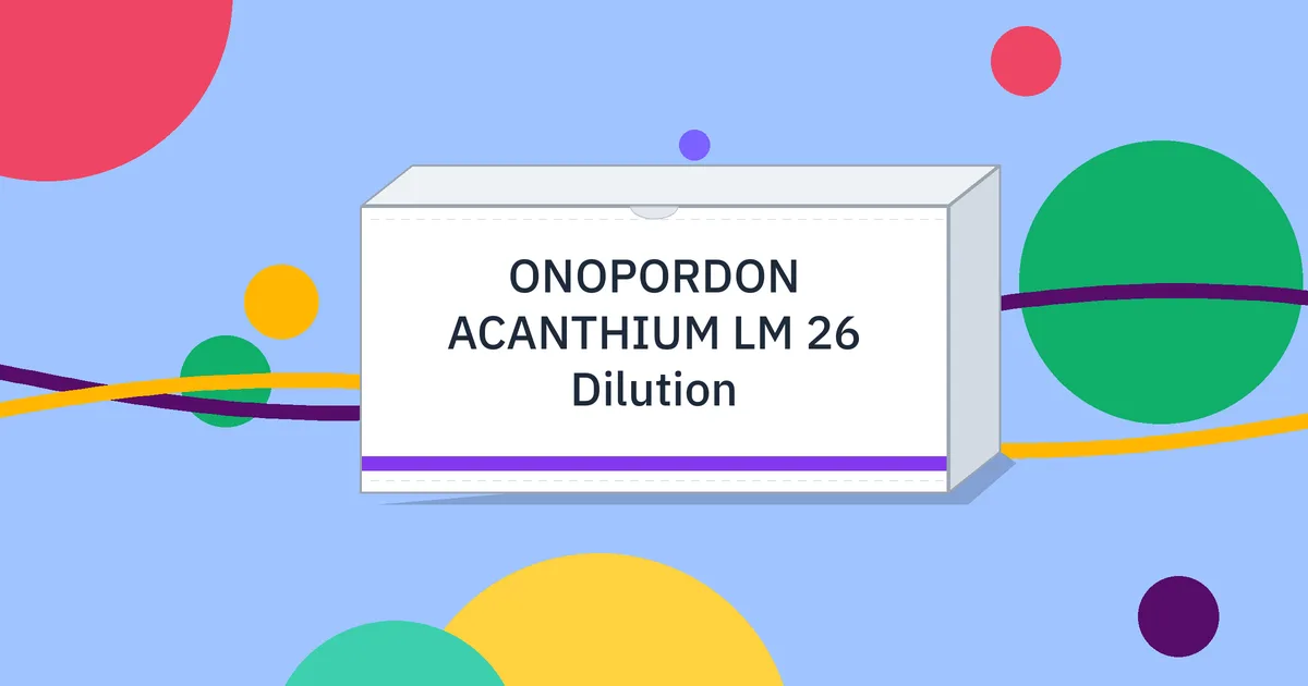 Symbolbild: Packung mit der Aufschrift ONOPORDON ACANTHIUM LM 26 Dilution (PZN 13626356) – Verfügbarkeit und Bezug in Apotheken in Frankfurt am Main