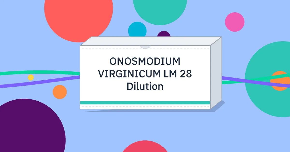 Symbolbild: Packung mit der Aufschrift ONOSMODIUM VIRGINICUM LM 28 Dilution (PZN 13626818) – Verfügbarkeit und Bezug in Apotheken in Frankfurt am Main