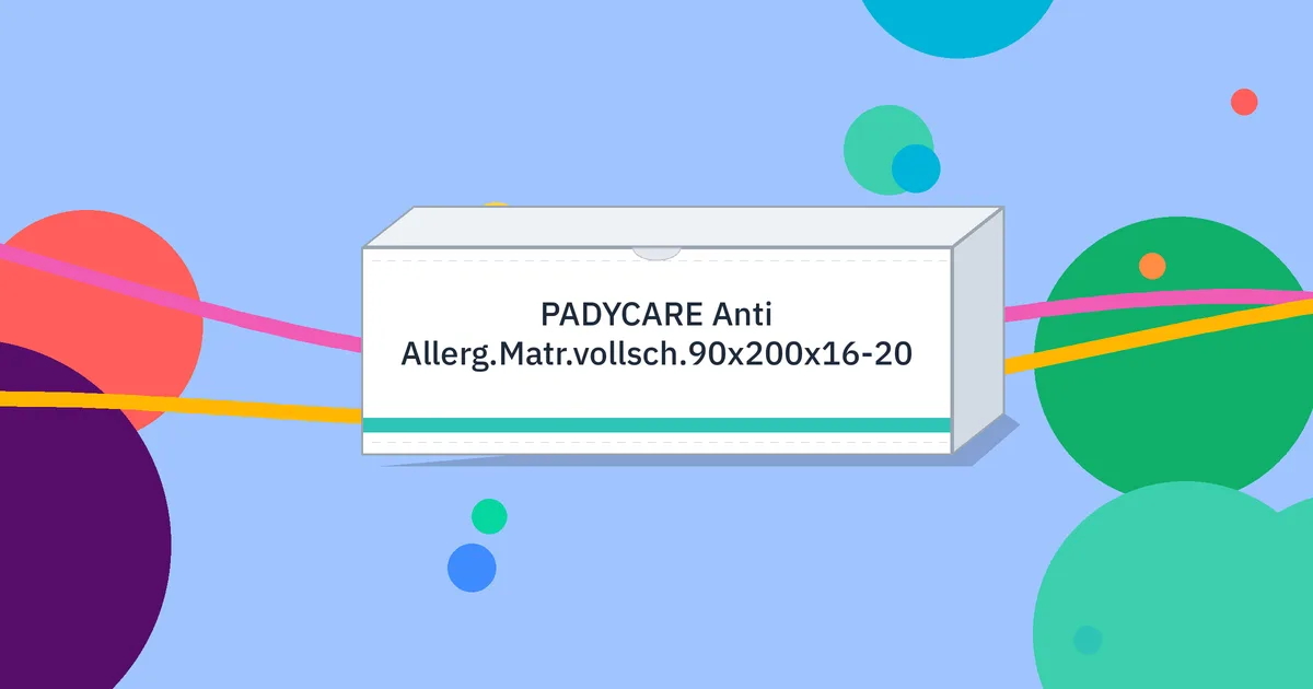 Symbolbild: Packung mit der Aufschrift PADYCARE Anti Allerg.Matr.vollsch.90x200x16-20 (PZN 03510724) – Verfügbarkeit und Bezug in Apotheken in Frankfurt am Main