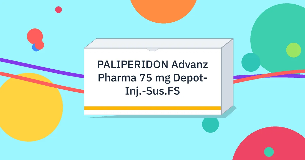 Symbolbild: Packung mit der Aufschrift PALIPERIDON Advanz Pharma 75 mg Depot-Inj.-Sus.FS (PZN 19908943) – Verfügbarkeit und Bezug in Apotheken in Frankfurt am Main