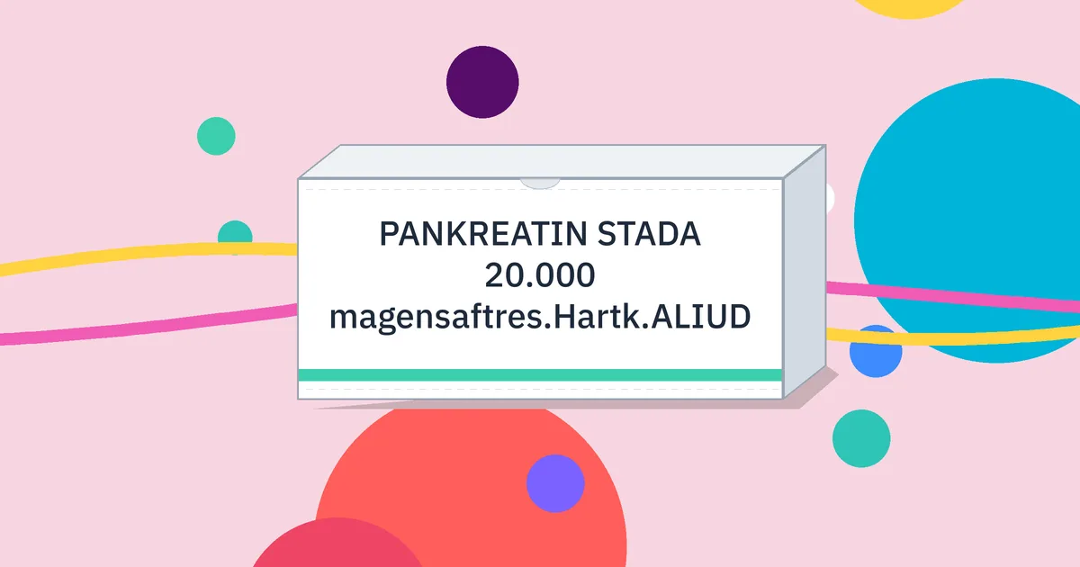 Symbolbild: Packung mit der Aufschrift PANKREATIN STADA 20.000 magensaftres.Hartk.ALIUD (PZN 11101827) – Verfügbarkeit und Bezug in Apotheken in Frankfurt am Main