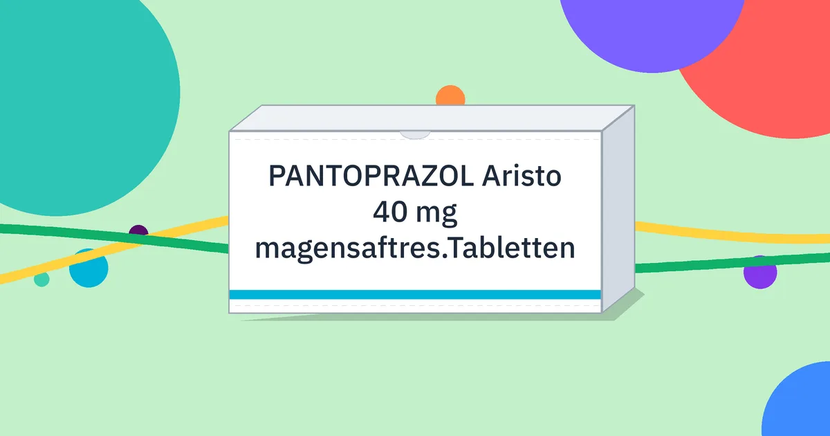 Symbolbild: Packung mit der Aufschrift PANTOPRAZOL Aristo 40 mg magensaftres.Tabletten (PZN 02129471) – Verfügbarkeit und Bezug in Apotheken in Frankfurt am Main