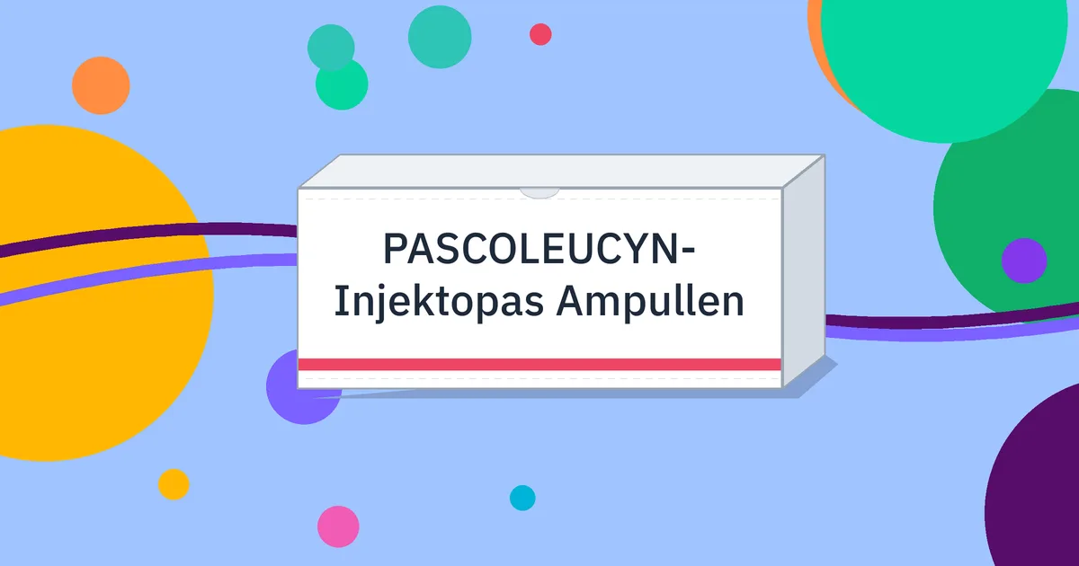 Symbolbild: Packung mit der Aufschrift PASCOLEUCYN-Injektopas Ampullen (PZN 04193817) – Verfügbarkeit und Bezug in Apotheken in Frankfurt am Main
