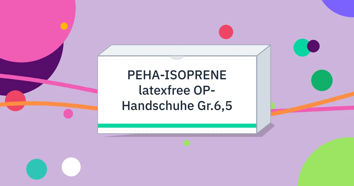 Symbolbild: Packung mit der Aufschrift PEHA-ISOPRENE latexfree OP-Handschuhe Gr.6,5 (PZN 10387000) – Verfügbarkeit und Bezug in Apotheken in Frankfurt am Main