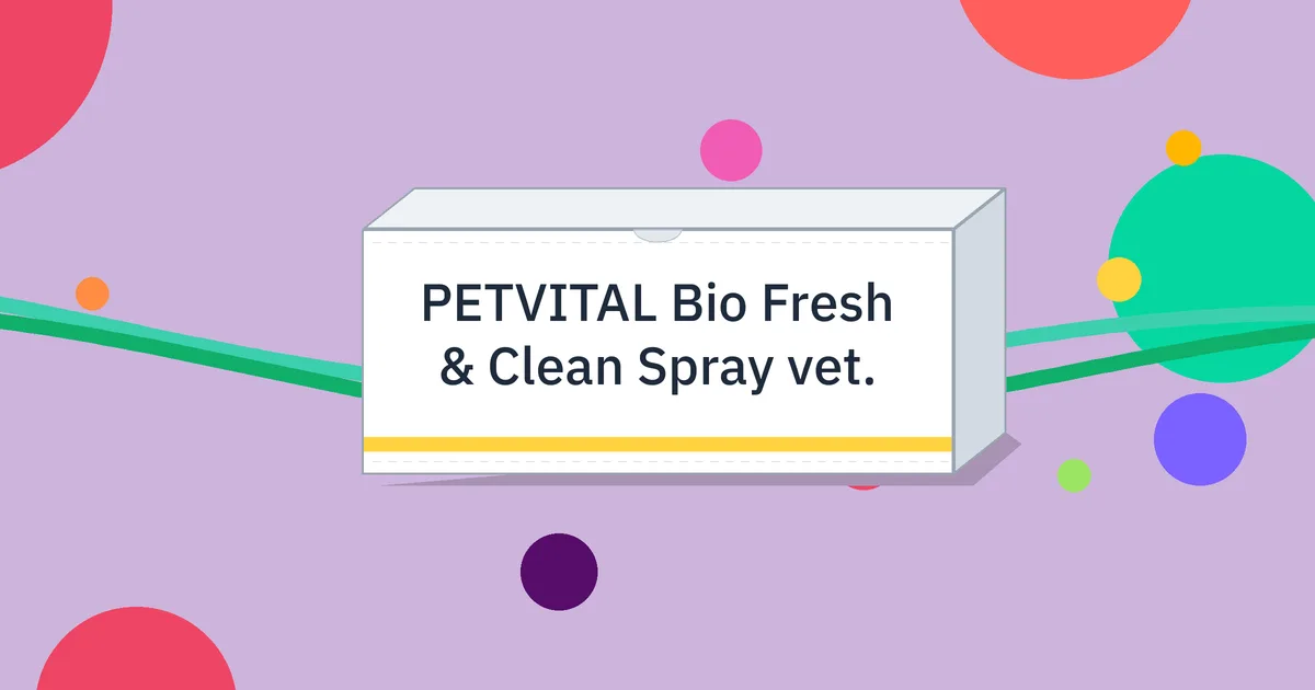 Symbolbild: Packung mit der Aufschrift PETVITAL Bio Fresh & Clean Spray vet. (PZN 10937771) – Verfügbarkeit und Bezug in Apotheken in Frankfurt am Main