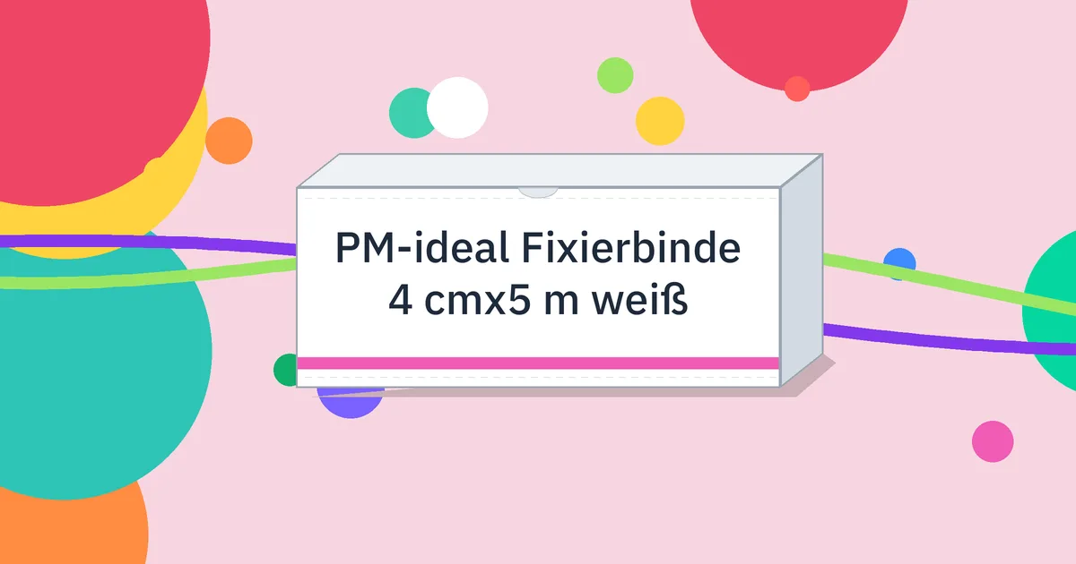 Symbolbild: Packung mit der Aufschrift PM-ideal Fixierbinde 4 cmx5 m weiß (PZN 18844371) – Verfügbarkeit und Bezug in Apotheken in Frankfurt am Main