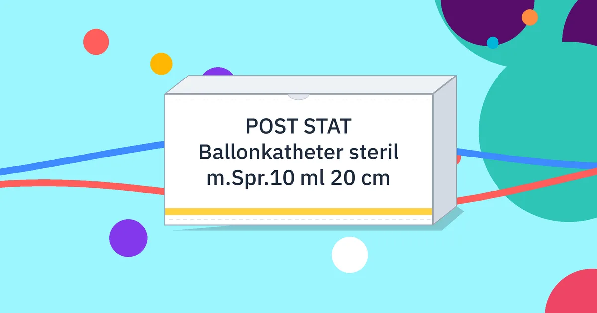 Symbolbild: Packung mit der Aufschrift POST STAT Ballonkatheter steril m.Spr.10 ml 20 cm (PZN 20574217) – Verfügbarkeit und Bezug in Apotheken in Frankfurt am Main