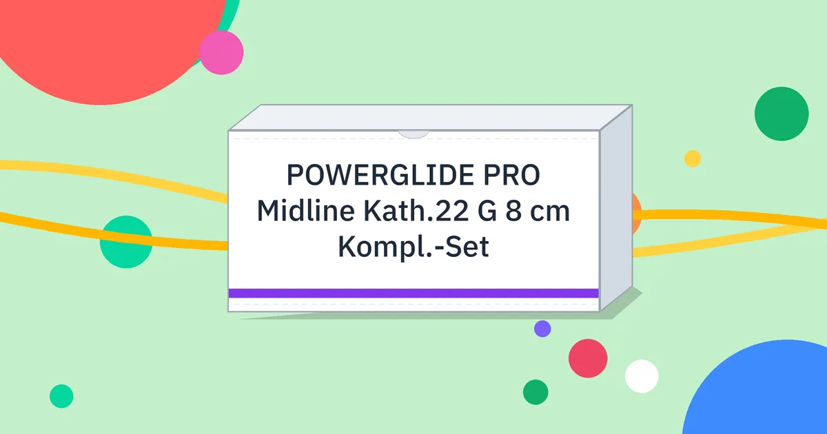 Symbolbild: Packung mit der Aufschrift POWERGLIDE PRO Midline Kath.22 G 8 cm Kompl.-Set (PZN 17151312) – Verfügbarkeit und Bezug in Apotheken in Frankfurt am Main